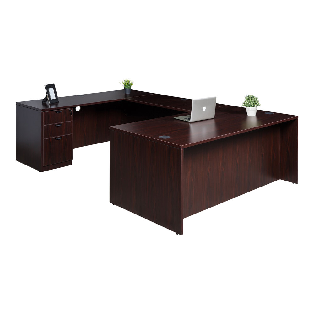 Boss Holland Series 66" Mahogany Laminate Desk Module with Bridge ...