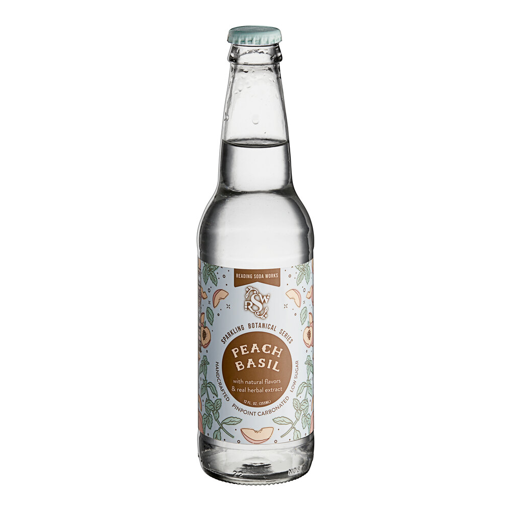 Reading Soda Works Peach Basil Sparkling Botanical Soda 12 fl. oz. - 12 ...