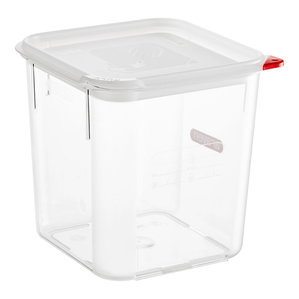 Araven 4.2 Qt. Clear Square Polycarbonate Food Storage Container with ...