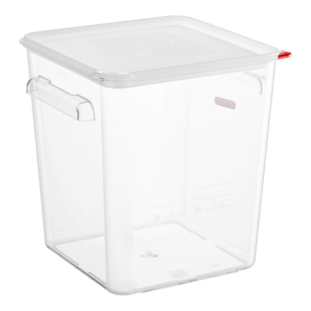 Araven 19 Qt. Clear Square Polycarbonate Food Storage Container with ...