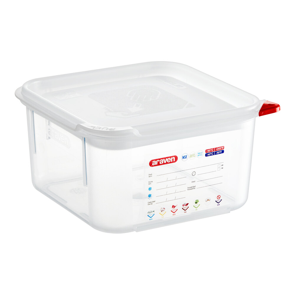 Araven 2.1 Qt. Translucent Square Polypropylene Food Storage Container ...