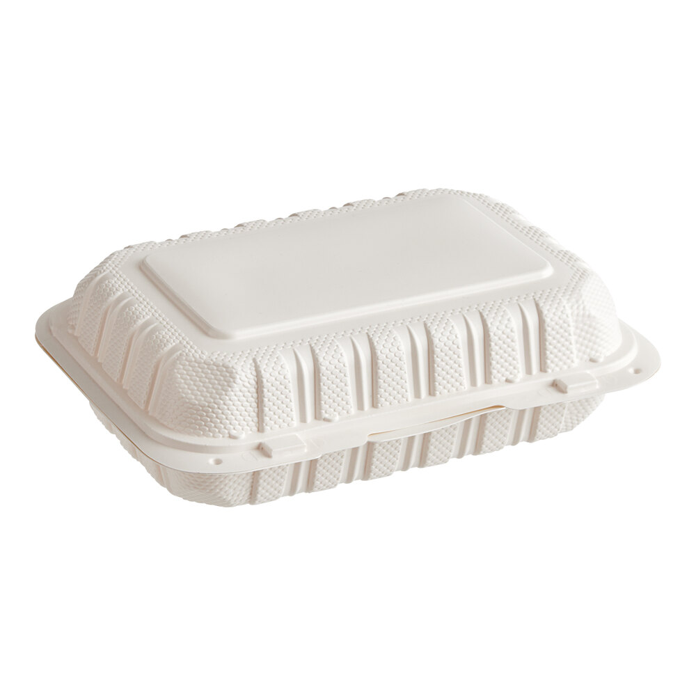 Choice 9" x 6" 1-Compartment Microwaveable White Mineral-Filled Plastic ...