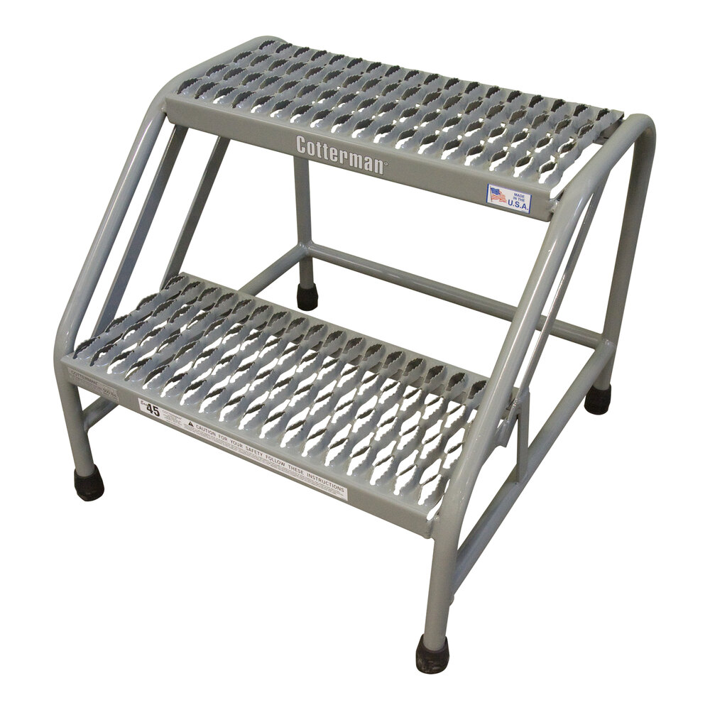 Cotterman 24" x 10" x 20" 2-Step Gray Powder-Coated Steel Step Stand ...