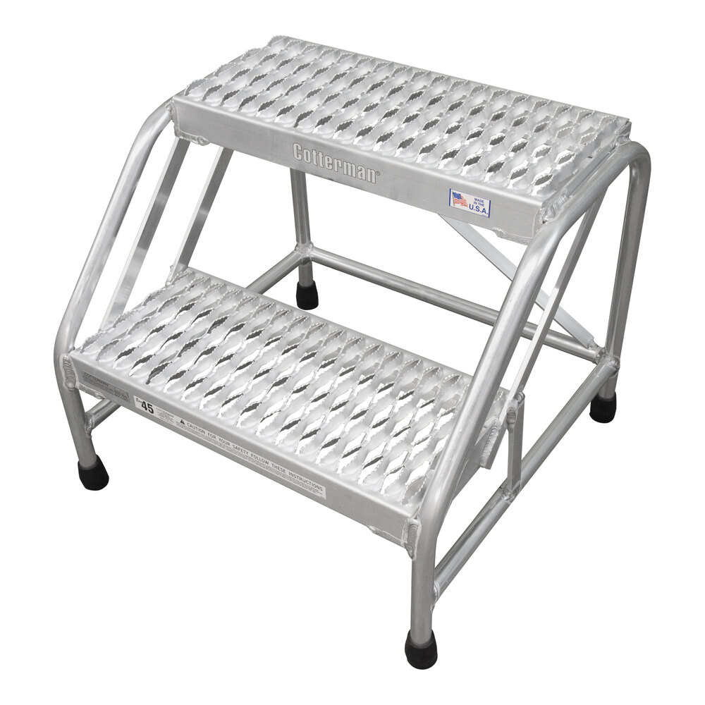 Cotterman 24" x 10" x 20" 2-Step Aluminum Step Stand with UnaGrip ...
