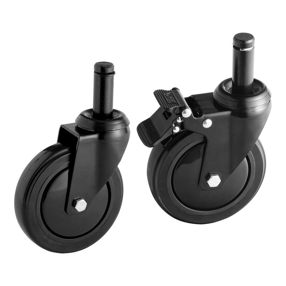 Regency 5" Black Polyurethane Swivel Shelving Stem Casters - 4/Pack