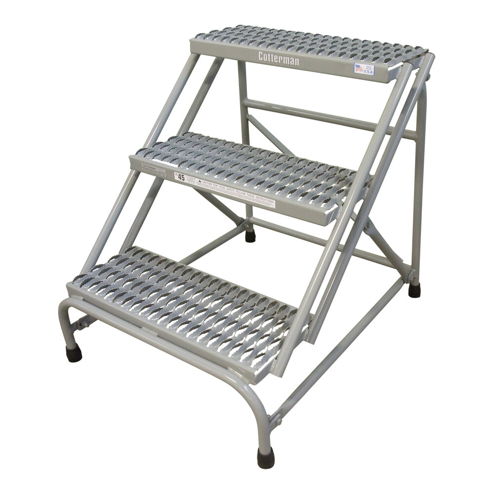 Cotterman 24" x 10" x 30" 3-Step Gray Powder-Coated Steel Step Stand ...