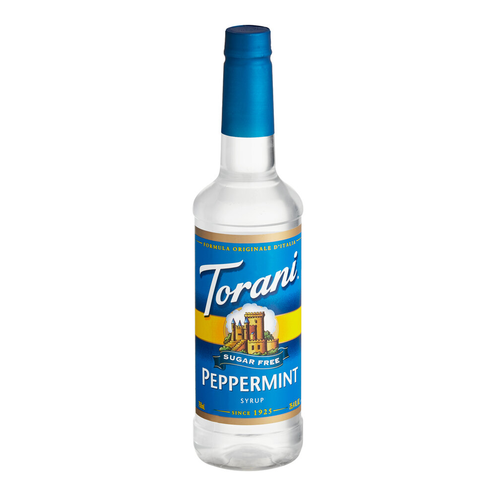 Torani Sugar-Free Peppermint Flavoring Syrup 750 mL Plastic Bottle