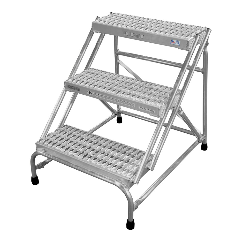 Cotterman 24" x 10" x 30" 3-Step Aluminum Step Stand with UnaGrip ...