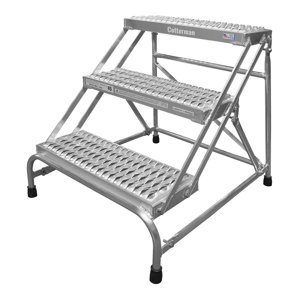 Cotterman 24" x 10" x 30" 3-Step Aluminum Step Stand with UnaGrip ...