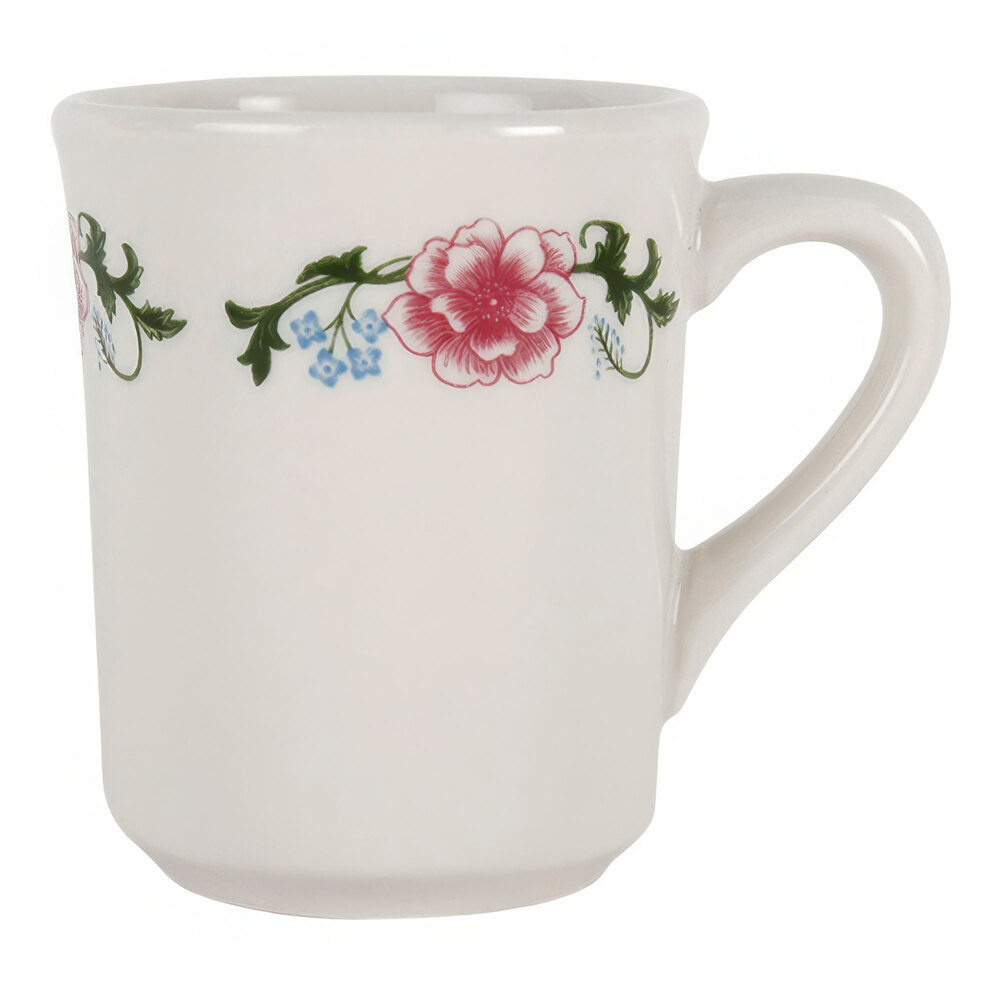 Tuxton Western Rose 8 oz. Eggshell China Tiara Mug - 36/Case