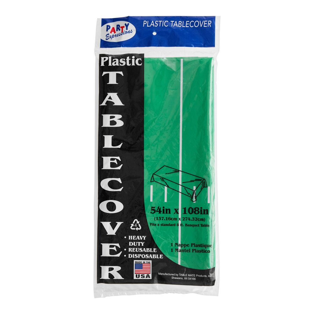 Table Mate 54" x 108" Football Field Plastic Table Cover - 24/Case