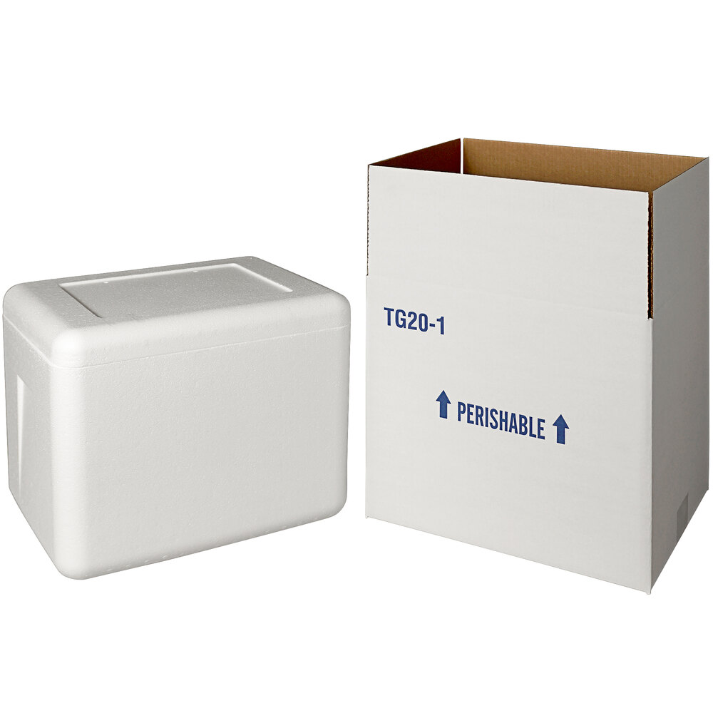 Insulated Shipping Box with Foam Cooler 14 1/8" x 10 3/8" x 12 1/4" - 1 ...