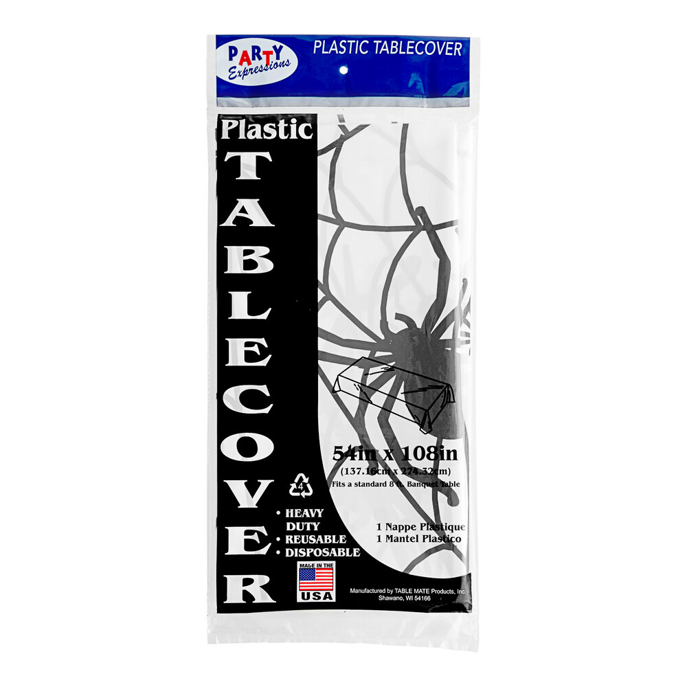 Table Mate 54" x 108" Spider Webs Plastic Table Cover - 24/Case