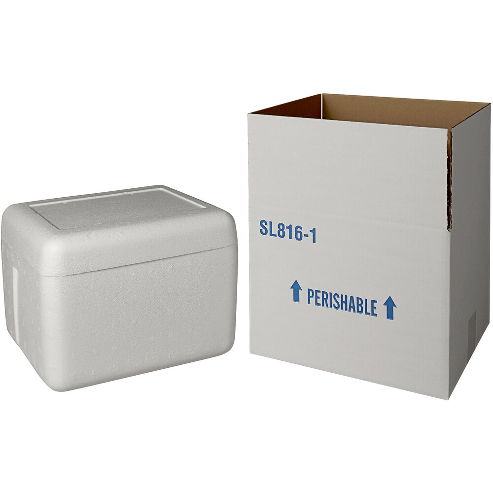 Insulated Shipping Box with Foam Cooler 12 1/8" x 10 5/8" x 8 5/8" - 1 ...