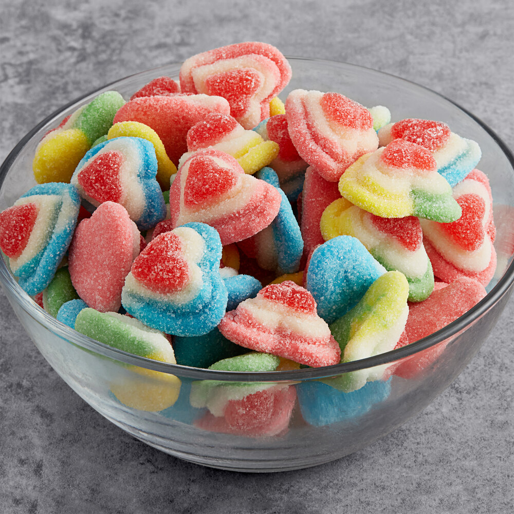Vidal Assorted Color Gummy Triple Hearts 4.4 lb. - 6/Case
