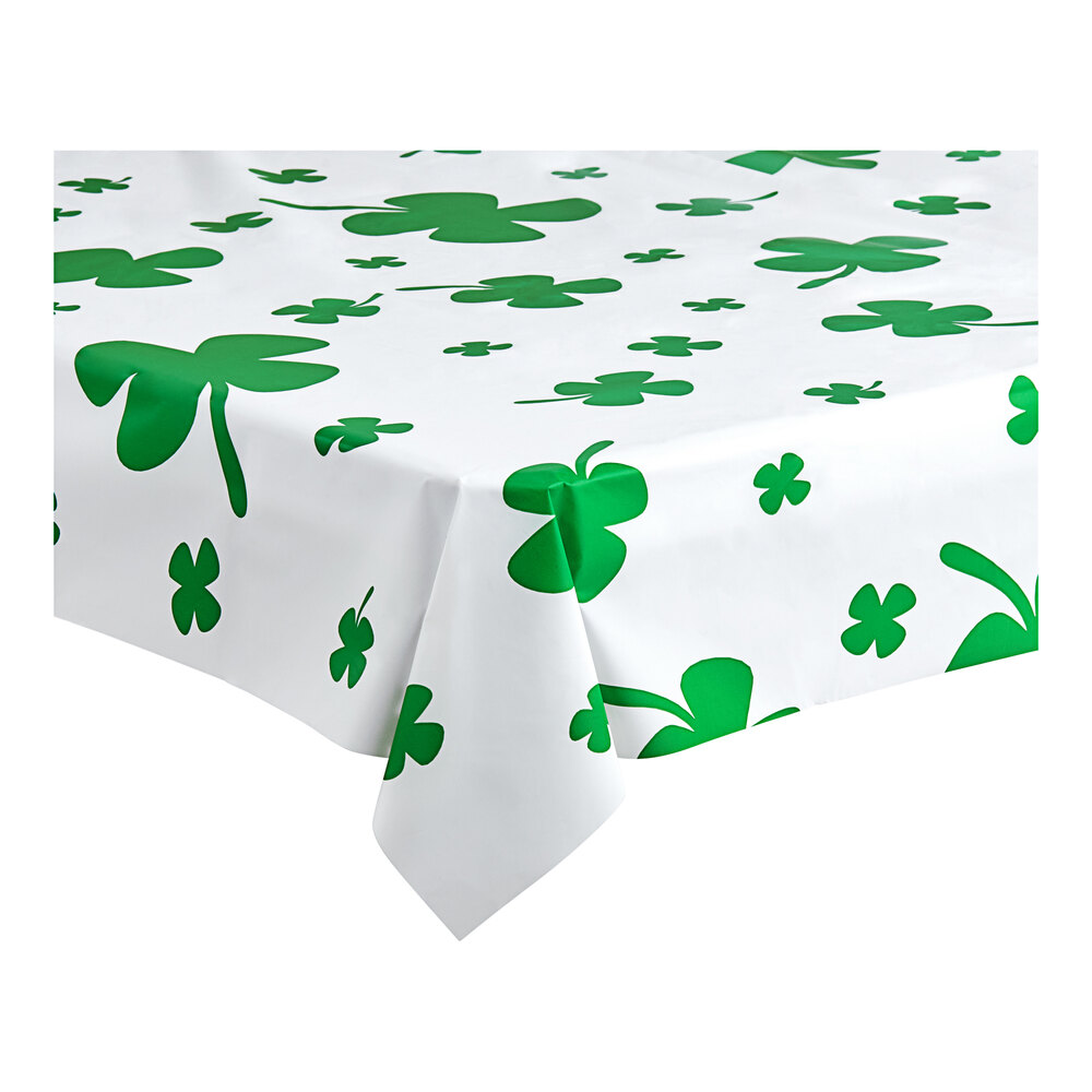 Table Mate 54" x 108" Shamrocks Plastic Table Cover - 24/Case