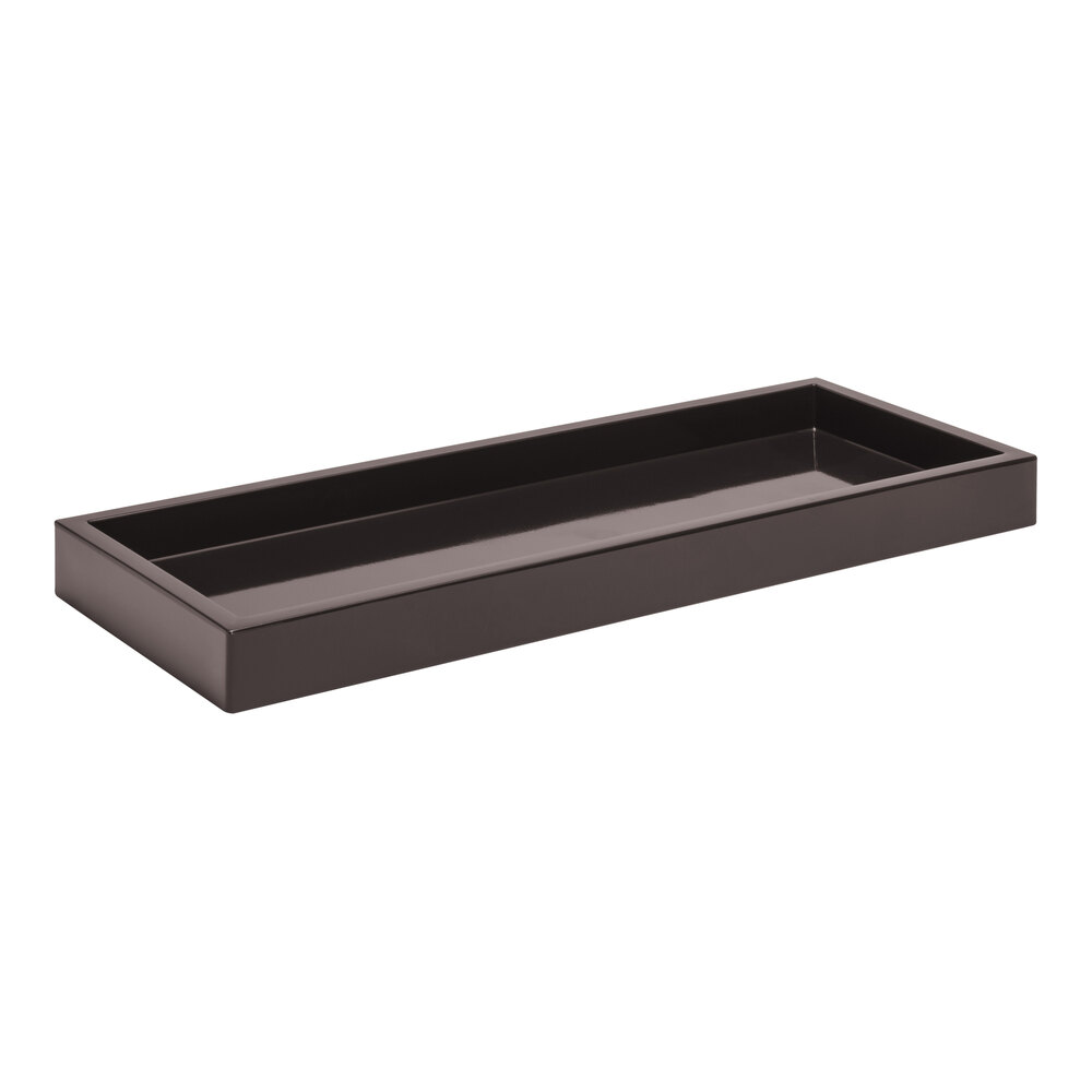 room360 New York 11 3/4" x 4 1/2" Chocolate Resin Amenity Tray - 6/Case