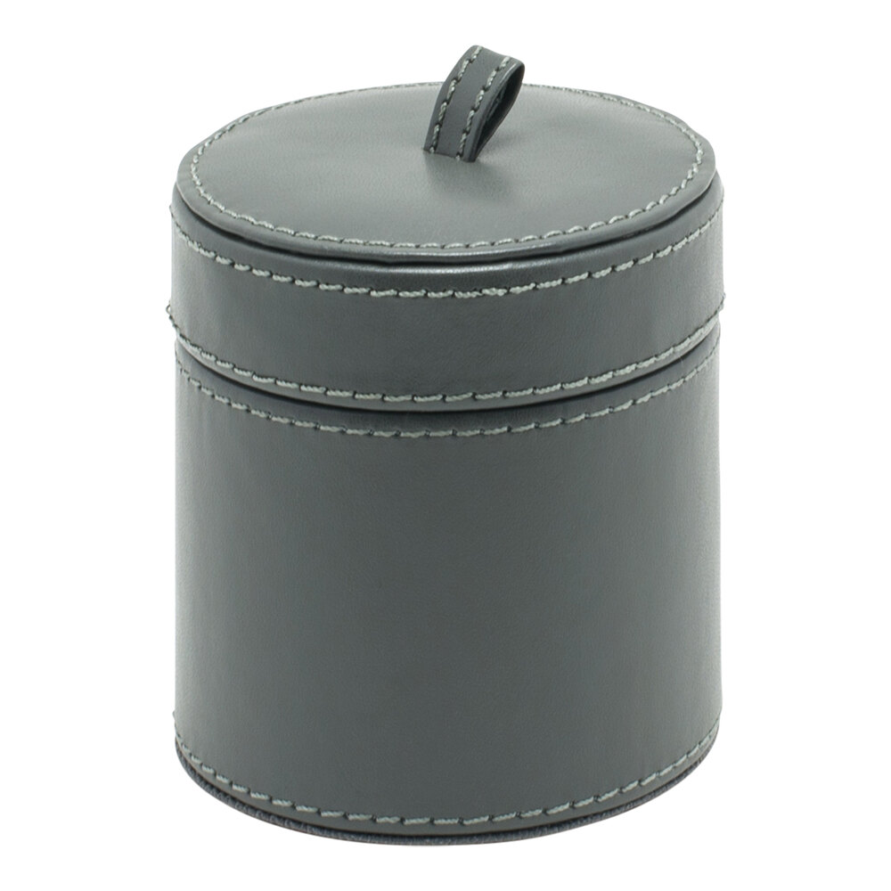 room360 London 3 1/4" Smoke Faux Leather Storage Jar with Lid - 6/Pack