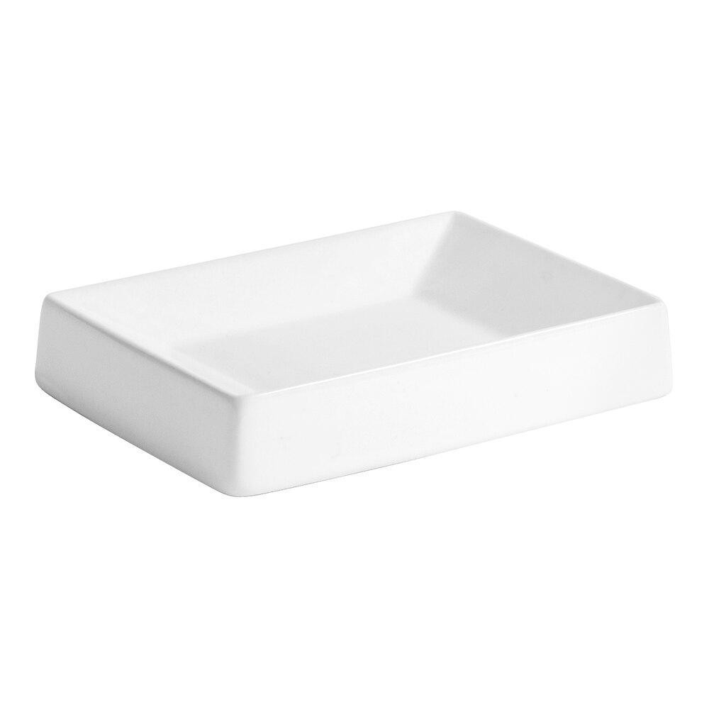room360 Lisbon 5" x 3 1/4" White Porcelain Soap Dish - 12/Pack