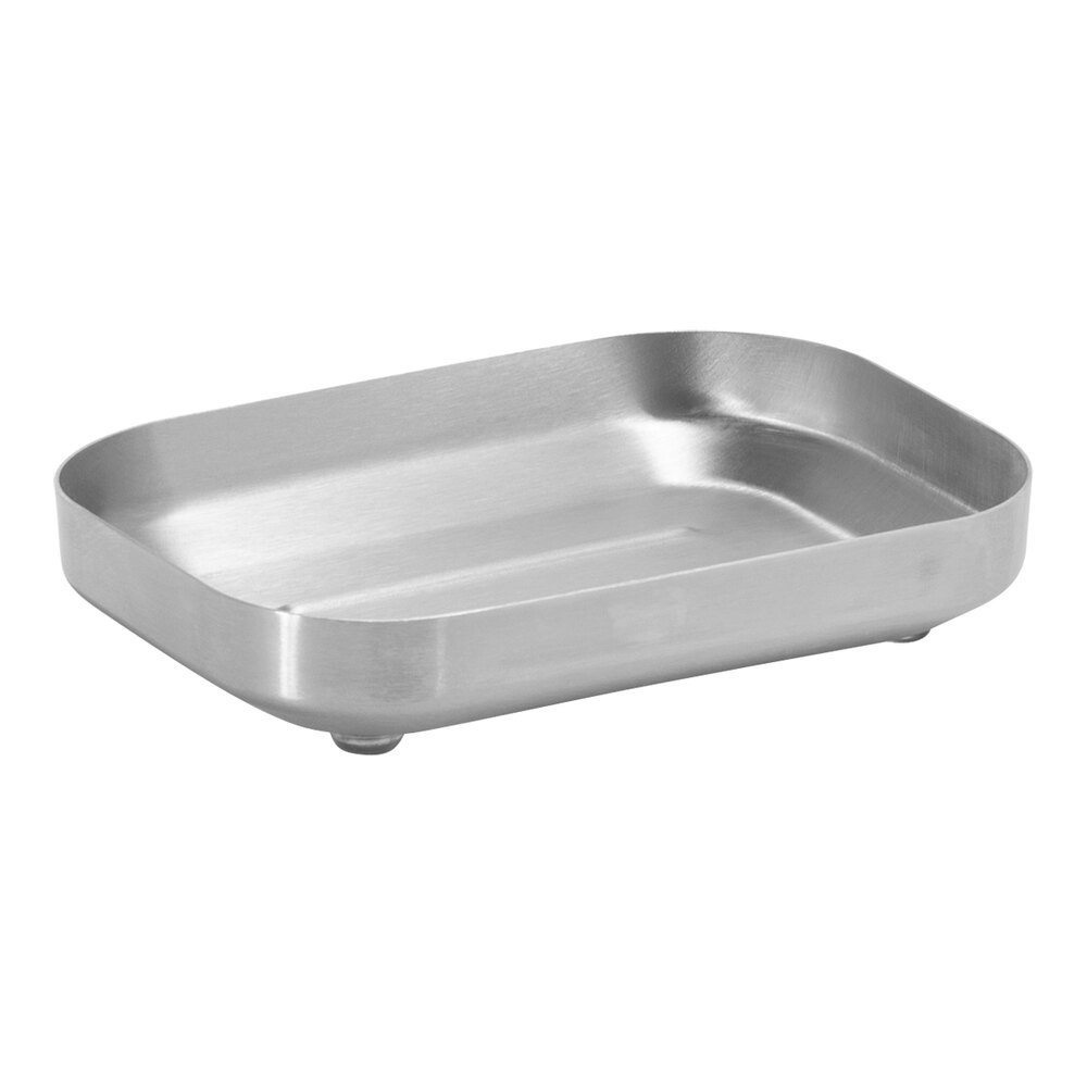 room360 Geneva 4 3/4" x 3 1/4" Silver Stainless Steel Soap Dish - 12/Pack