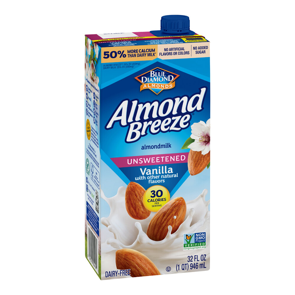 Almond Breeze Unsweetened Vanilla Almond Milk 32 fl. oz. - 12/Case
