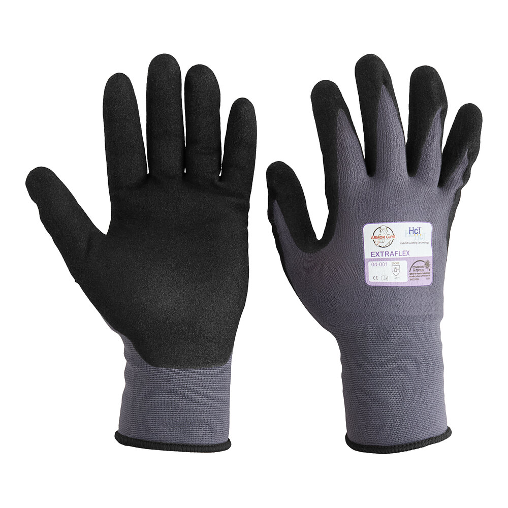 Armor Guys Extraflex 04-001-L Gray 15 Gauge Gloves with Black HCT ...