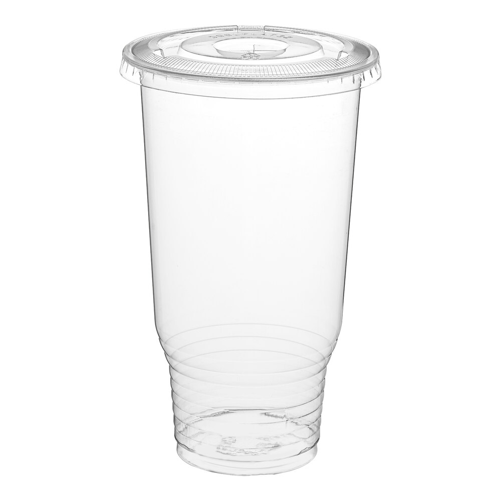 Choice 32 oz. Clear PET Plastic Cold Cup With Flat Lid - 50/Pack