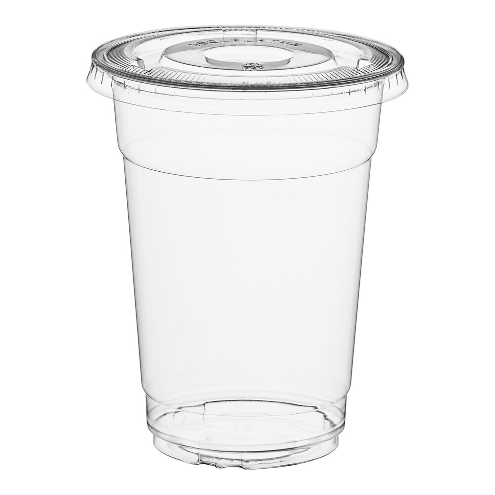 Choice 16 oz. Clear PET Plastic Cold Cup With Flat Lid With No Straw ...