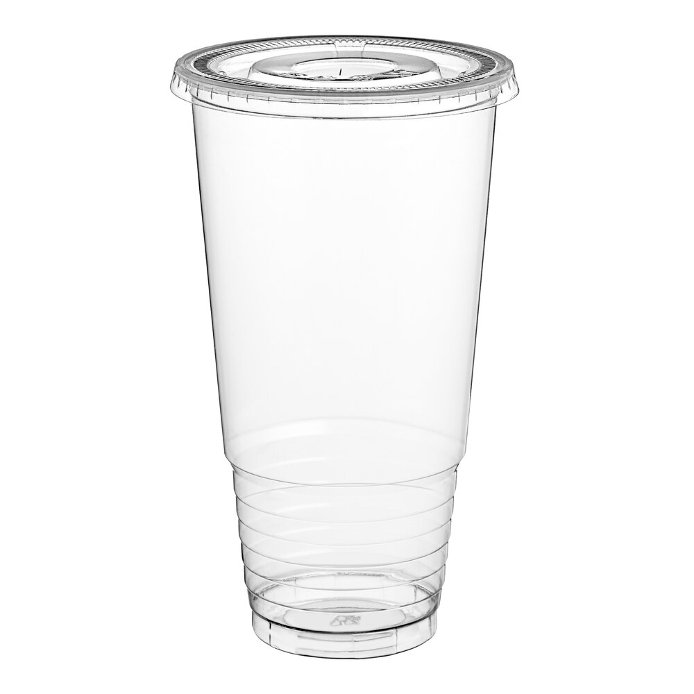 Choice 42 oz. Clear PP Plastic Cold Cup with Flat Lid - 50/Pack