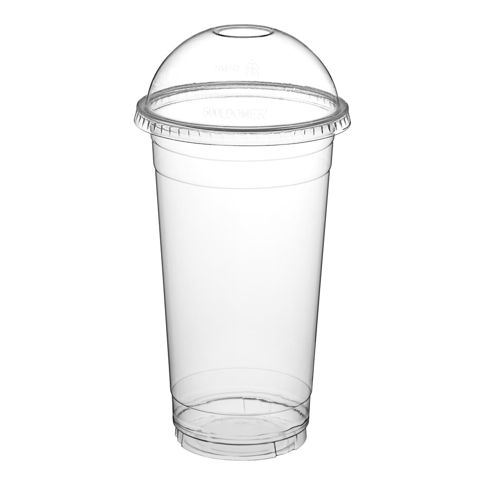 Choice 32 oz. Straight Wall Clear PET Plastic Cold Cup With Dome Lid - 50/Pack