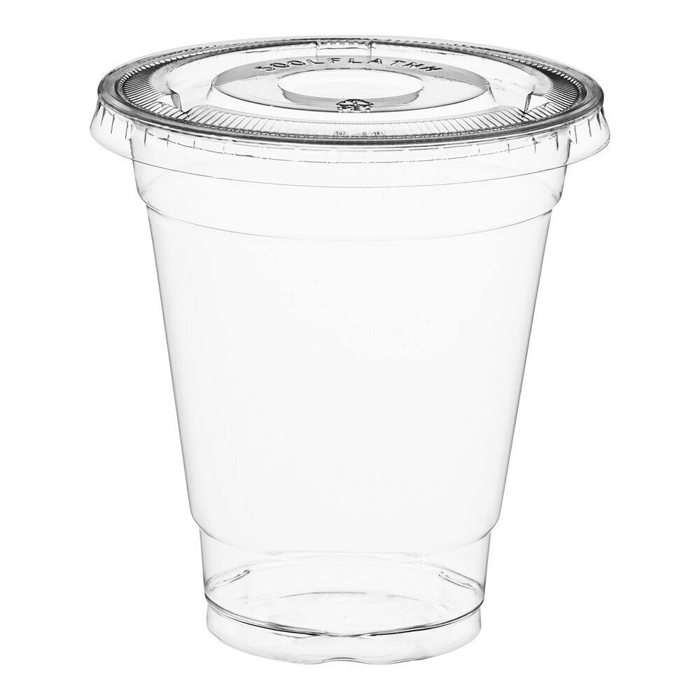 Choice 12 oz. Clear PET Plastic Cold Cup With Flat Lid With No Straw ...