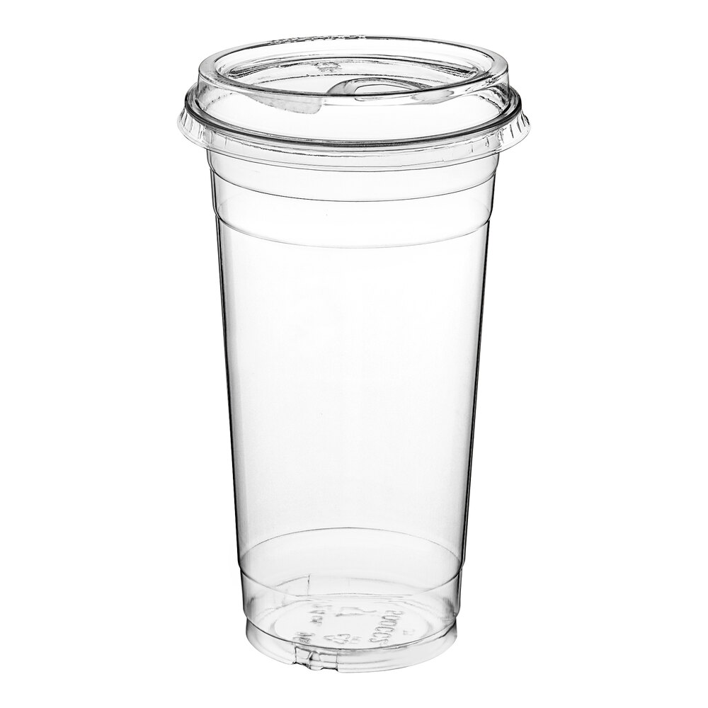 Choice 24 oz. Clear PET Plastic Cold Cup With Sip-Through Lid With ...