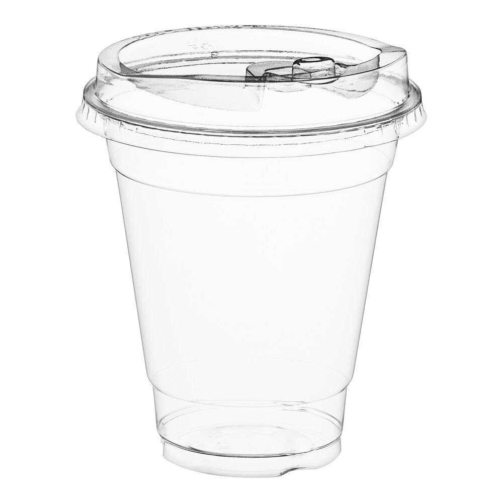 Choice 12 oz. Clear PET Plastic Cold Cup With Strawless Sip Lid - 50/Pack