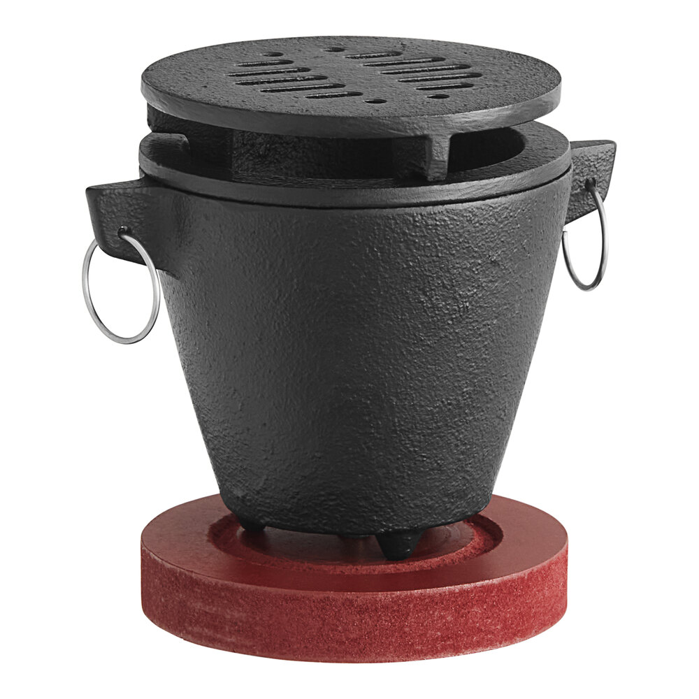 Valor Tabletop Cast Iron Grill with Wooden Base and Fuel Holder