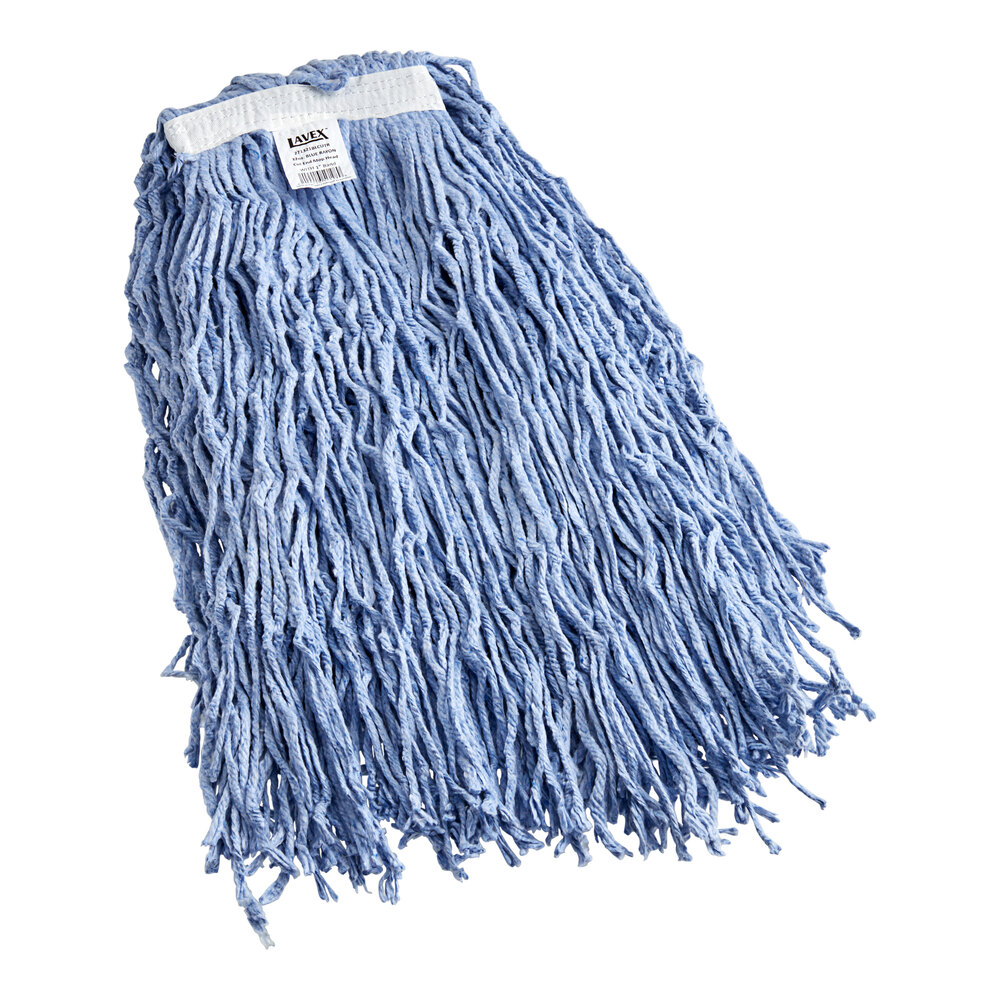 Lavex 32 oz. Blue Rayon Cut-End Mop Head with 1" Headband - 12/Case
