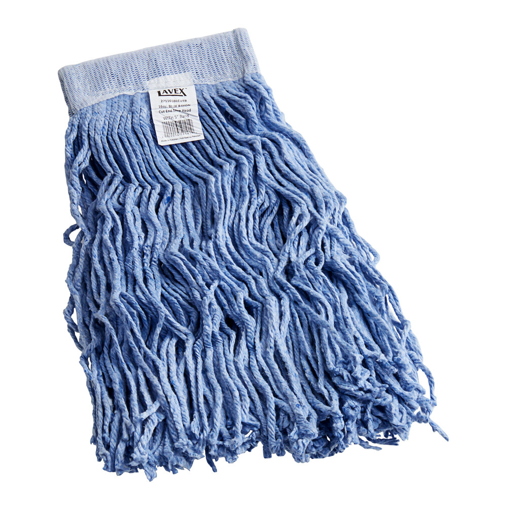 Lavex 16 oz. #24 Blue Rayon Cut-End Mop Head with 5" Headband - 12/Case