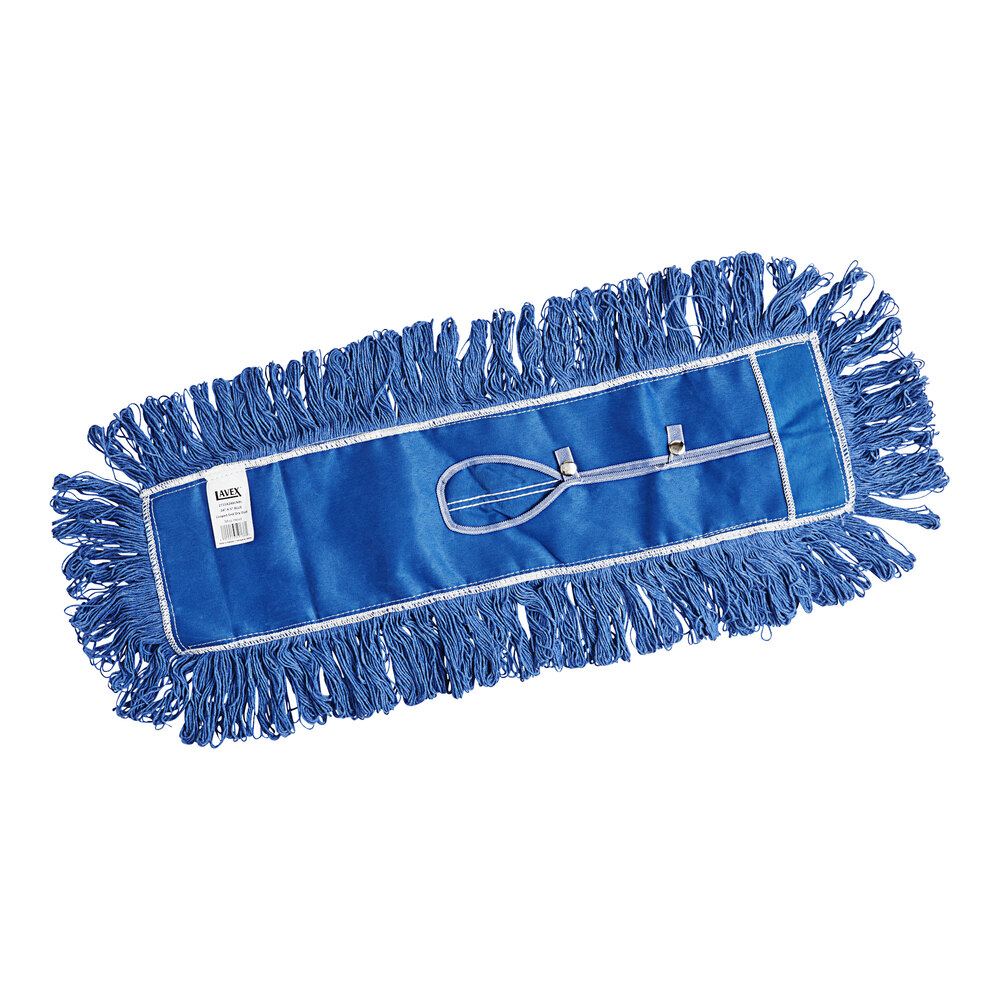 Lavex 24" x 5" Blue Cotton Blend Looped End Dry Dust Mop Head