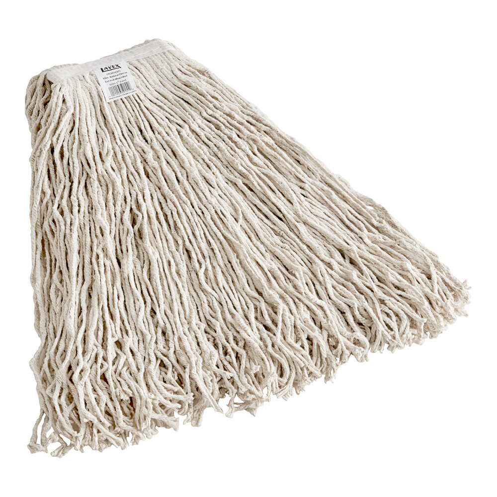 Lavex 32 oz. Natural Cotton Cut-End Mop Head with 1" Headband - 12/Case