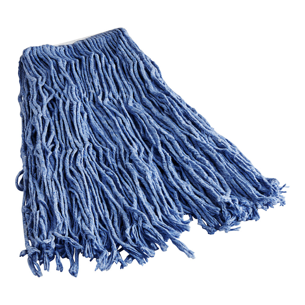 Lavex 16 oz. #24 Blue Rayon Cut-End Mop Head with 1" Headband - 12/Case