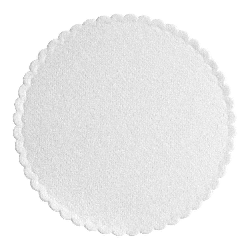 Hoffmaster 3 3/8" Round White Scalloped Linen-Like Coaster with Wax ...