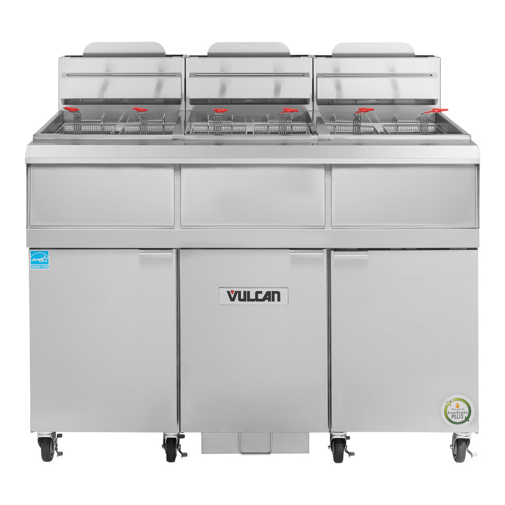 Vulcan 4VHG50AF-NAT QuickFry Series 200 lb. Natural Gas 4 Unit Floor ...