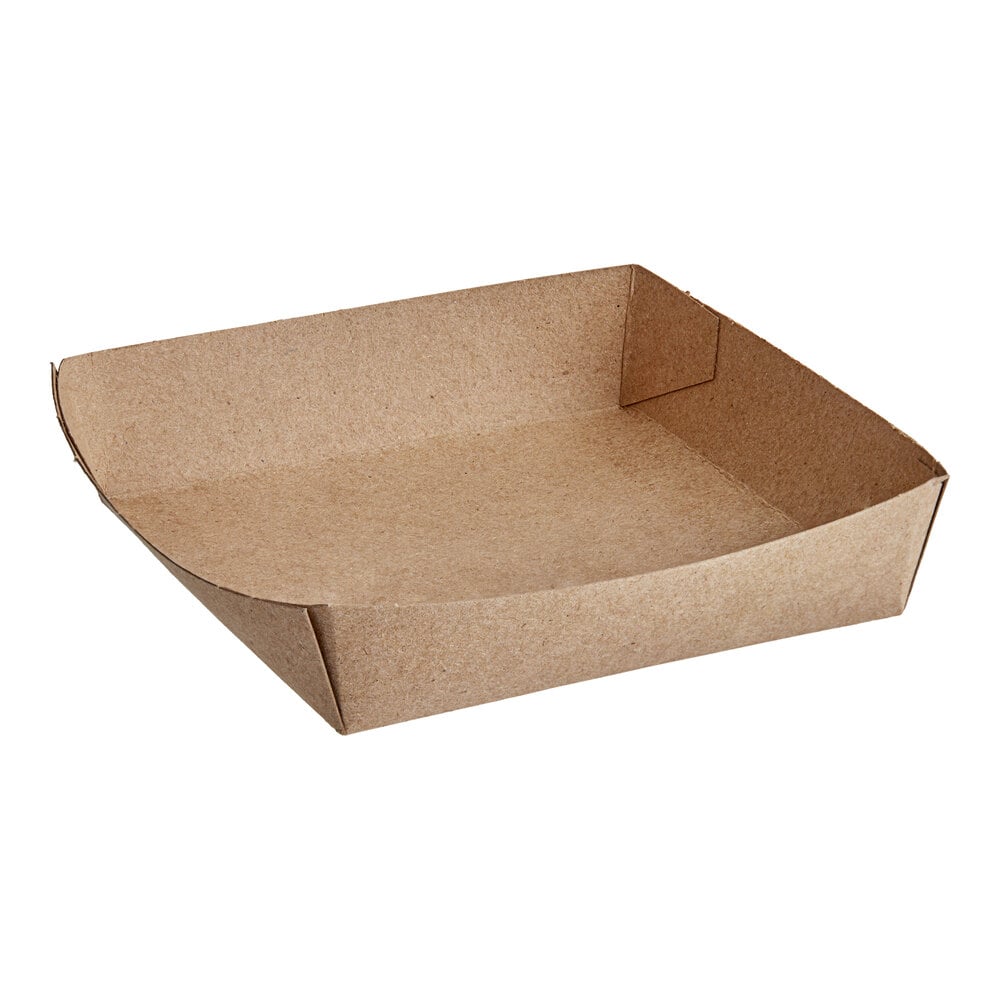 4" x 4" x 1" Kraft Paper Snack Tray - 1,000/Case