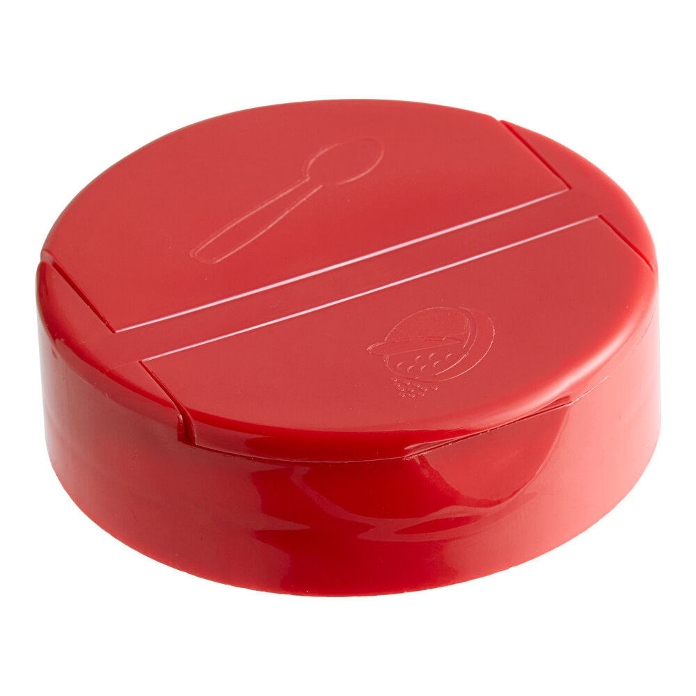 53/485 Red Dual-Flapper Induction-Lined Spice Lid with 7 Holes - 100/Pack