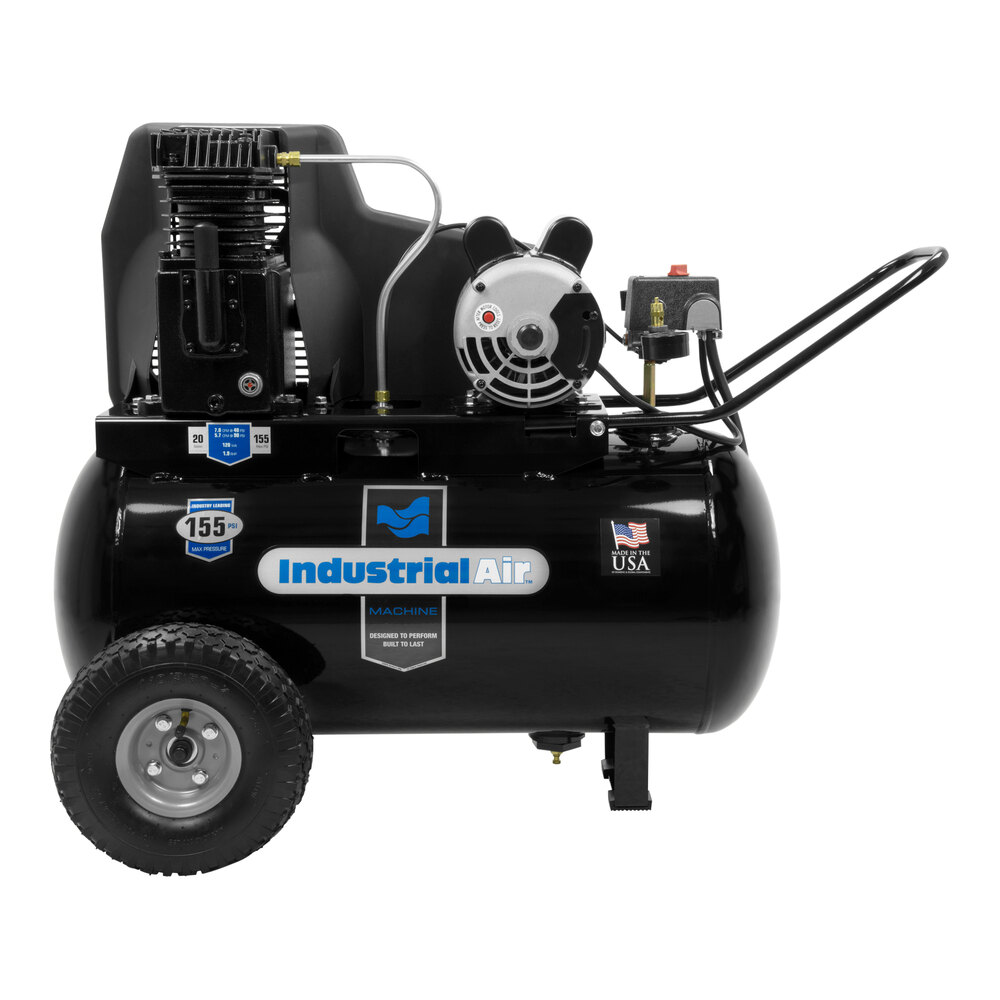 Industrial Air 20 Gallon Portable Horizontal Cast Iron Single-Stage Air ...