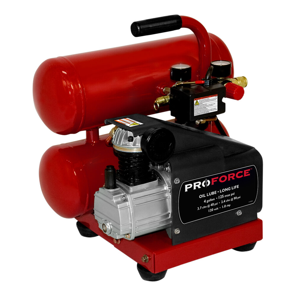 ProForce 4 Gallon Portable Horizontal Twin-Stack Steel Single-Stage Air ...