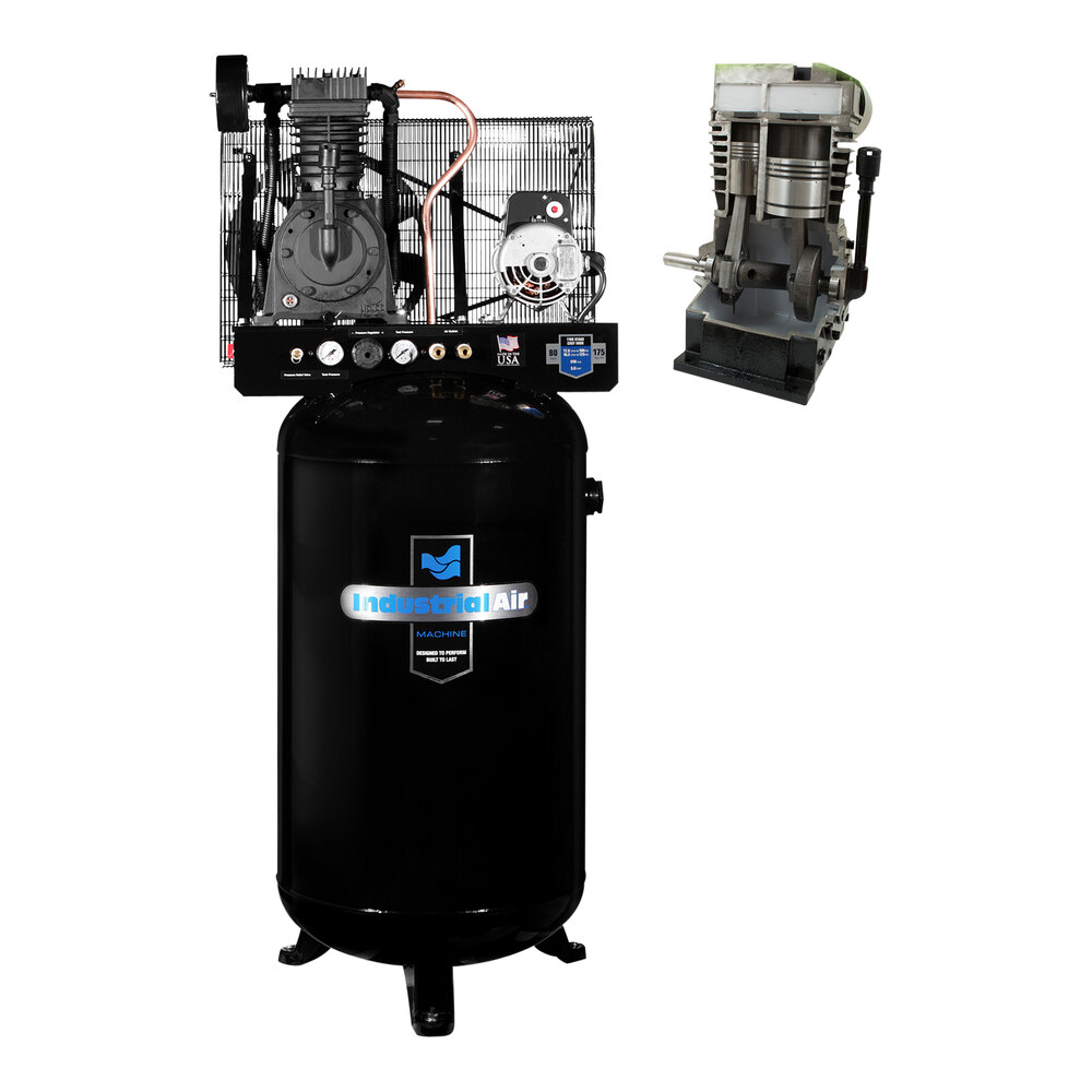 Industrial Air 80 Gallon Stationary Vertical Cast Iron Two-Stage Air ...