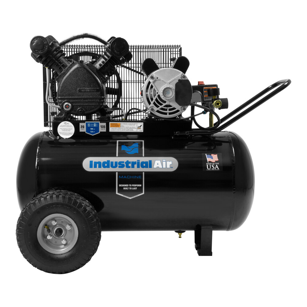 Industrial Air 20 Gallon Portable Horizontal Cast Iron Single-Stage Air ...