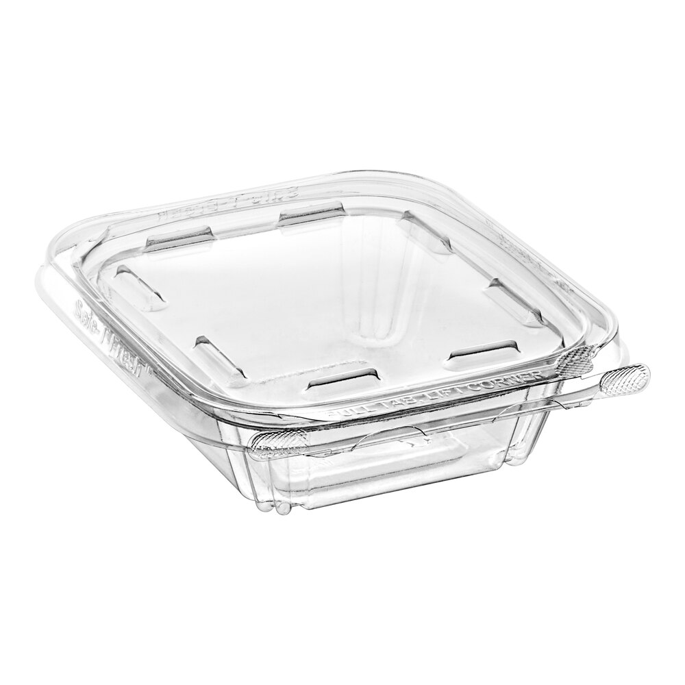Inline Plastics Safe-T-Fresh 8 oz. Tamper-Resistant, Tamper-Evident Rectangular Hinged Container ...