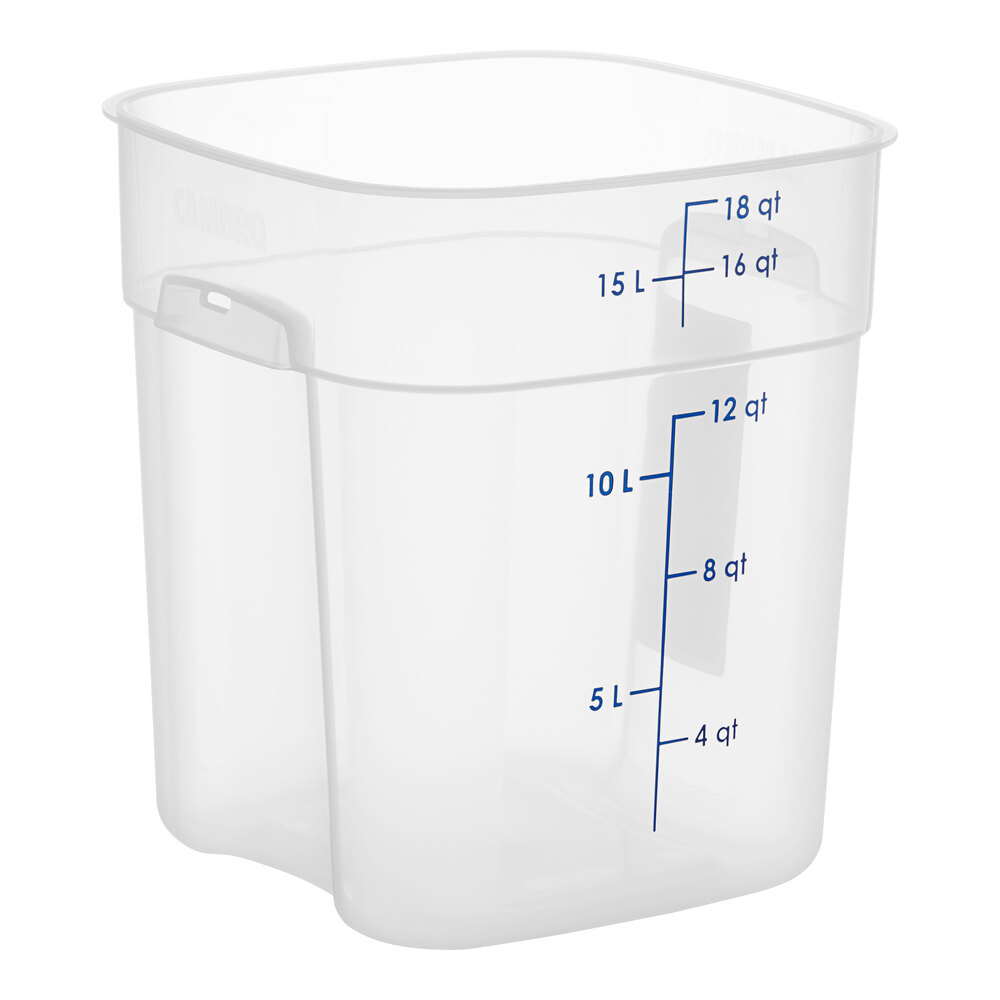 Cambro CamSquares® FreshPro 18 Qt. Translucent Square Polypropylene ...