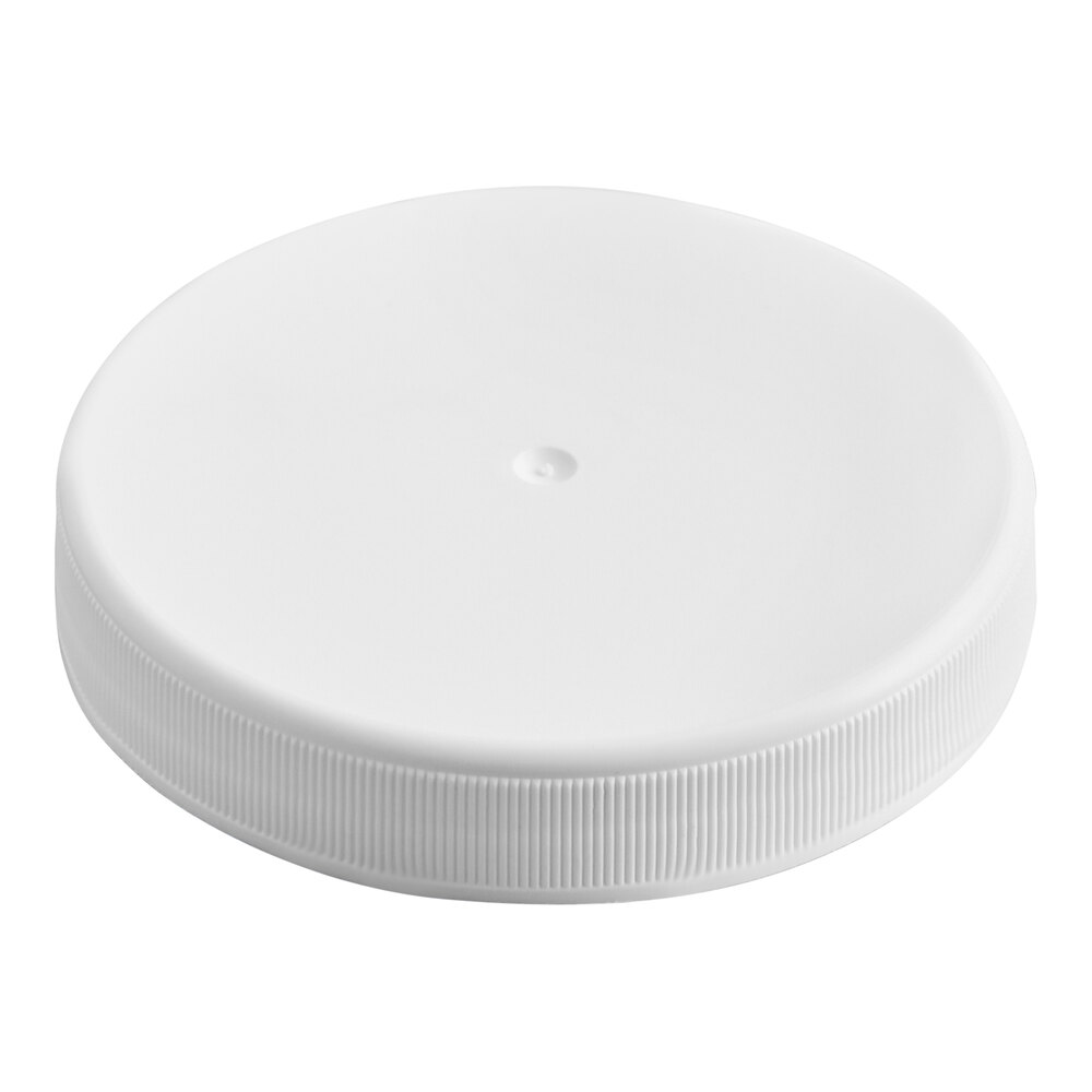 63/400 Unlined White Ribbed Plastic Cap - 100/Pack